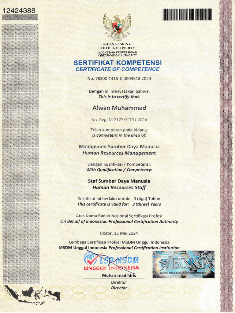 Serttifikasi HRD | PDF