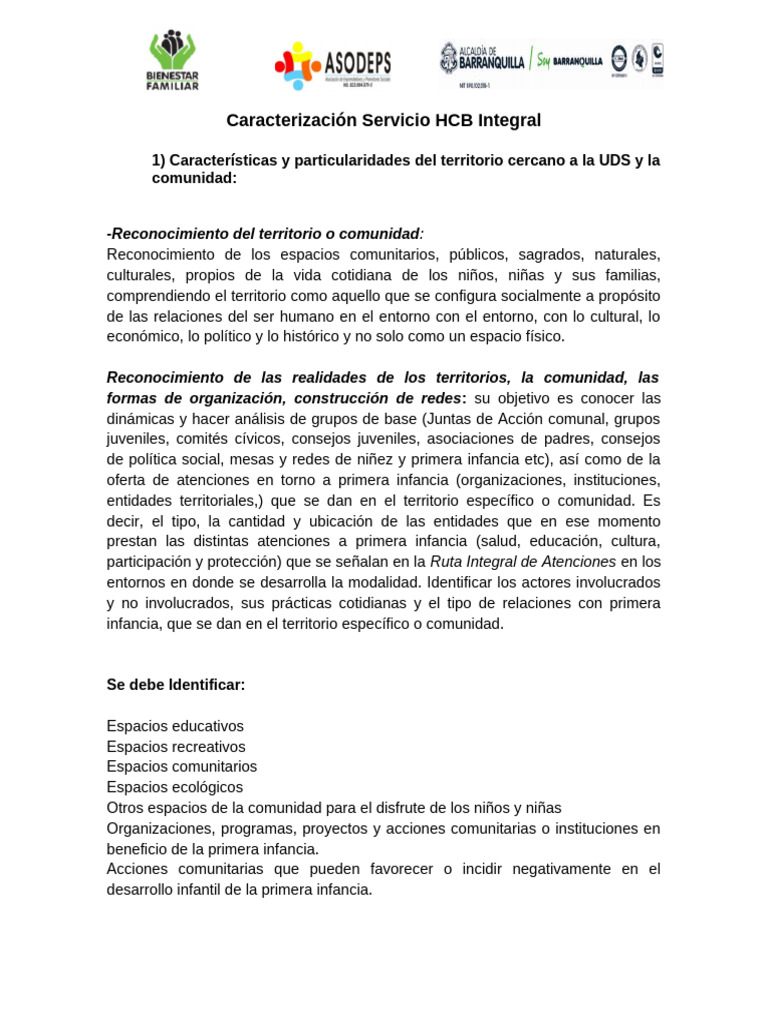 Caracterización Territorial y Familiar HCB | PDF | Comunidad | Institución