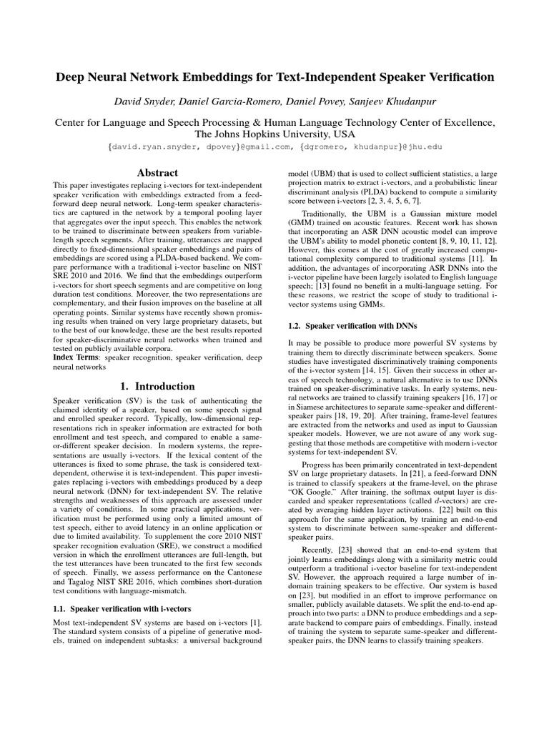 2017 Interspeech Embeddings | PDF | Deep Learning | Artificial Neural Network