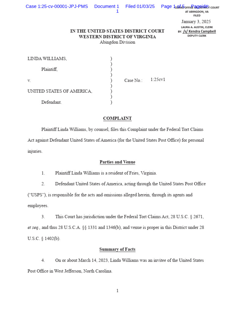 Williams V United States of America | PDF | Negligence | Common Law
