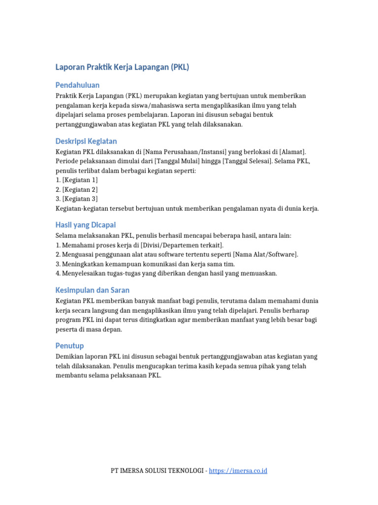Contoh Laporan PKL Hasil Yang Dicapai | PDF