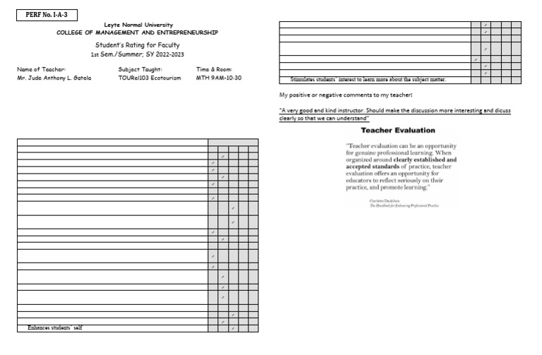 Students Rating MT13 | PDF | Learning | Teachers