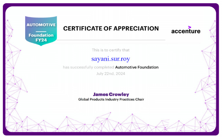 Automotive Certificate | PDF
