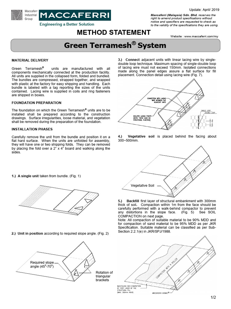 Green Terramesh® Installation Guide | PDF | Wire | Soil