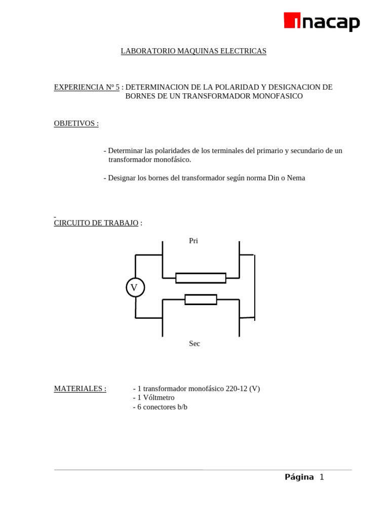 Exp. Ensayo de Polaridad de Terminales Del Transformador | PDF