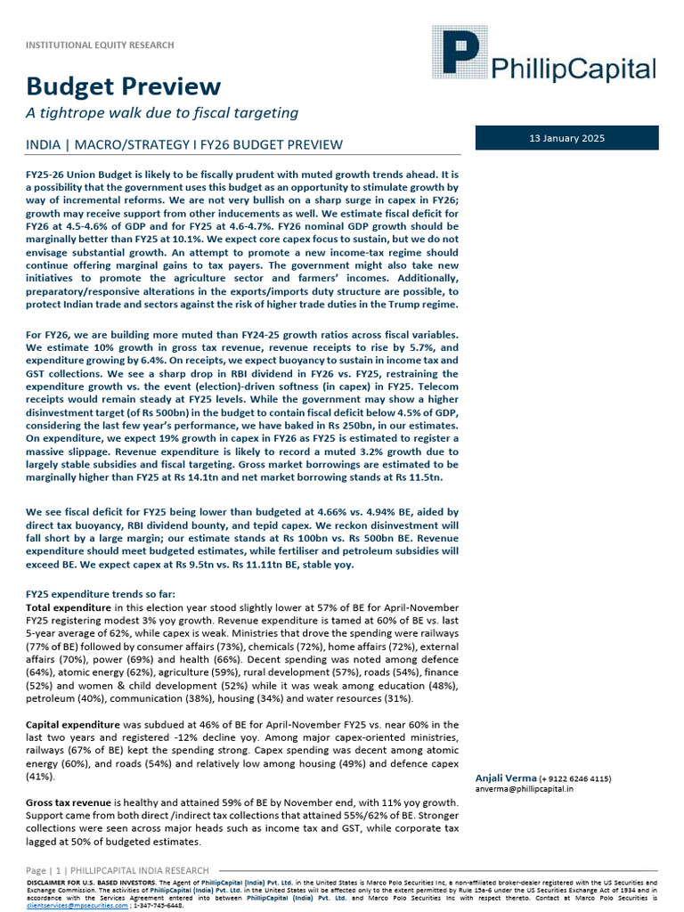 FY26 Budget: Fiscal Prudence Ahead | PDF | Taxes | Government Budget ...