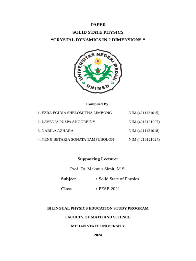 Paper (P6) - Group 1 - Solid State Physics | PDF | Phonon | Waves