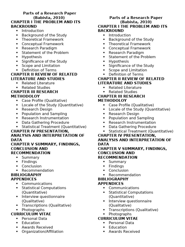 Parts-of-a-Research-Paper | PDF | Qualitative Research | Methodology