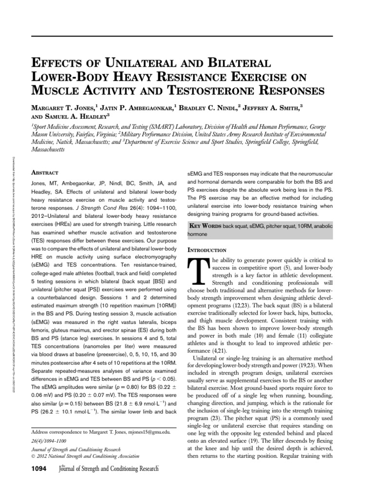 Effects of Unilateral and Bilateral Lower Body.29 | PDF | Strength ...