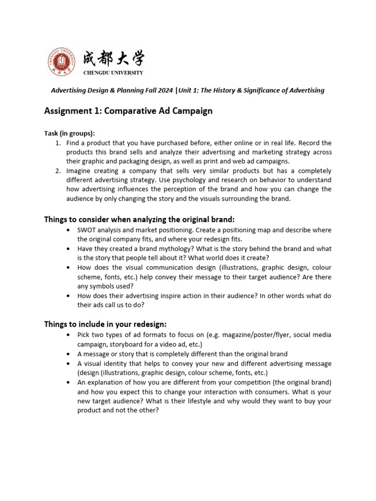 Comparative Ad Campaign Analysis Guide | PDF | Brand | Advertising