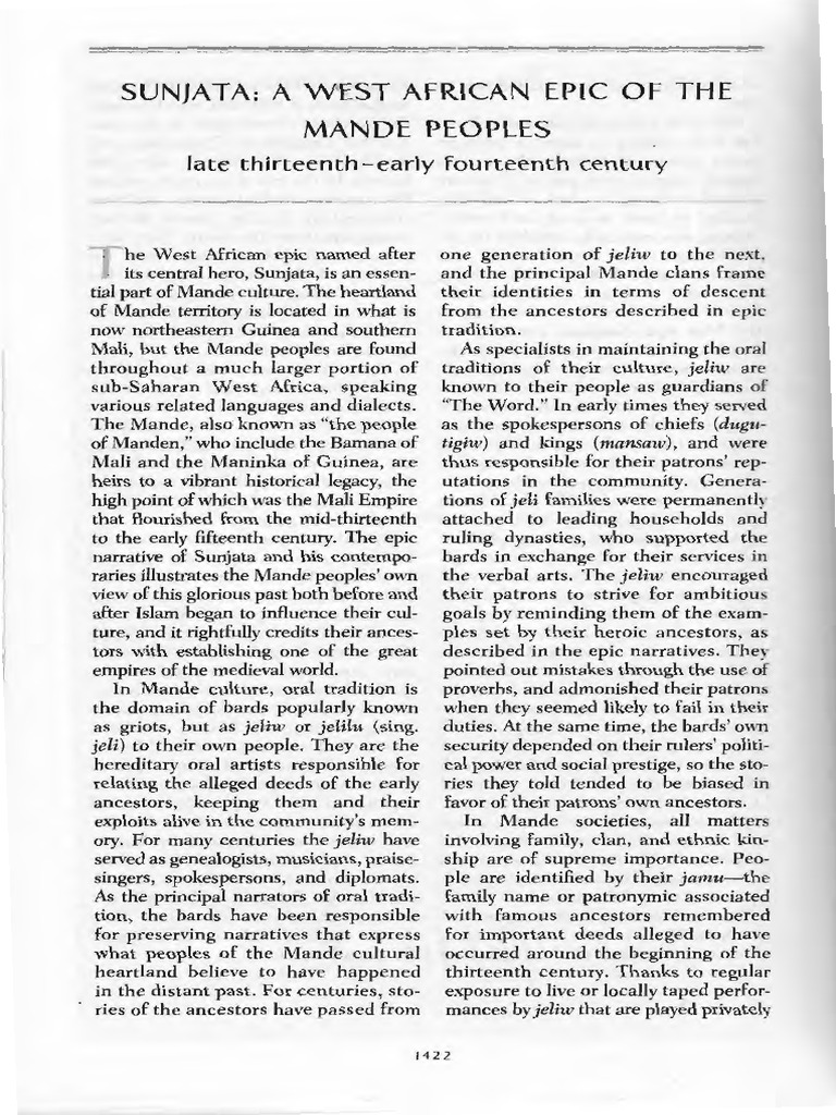 The Epic of Sundiata | PDF