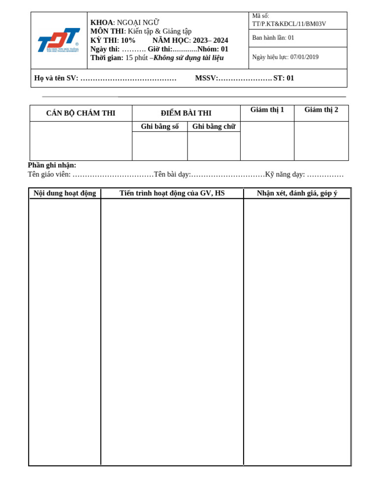 1b-Observation Report Form | PDF
