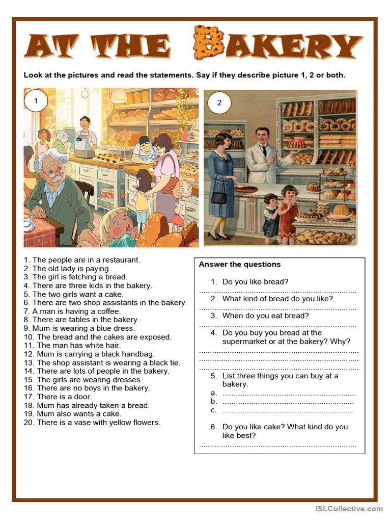 Picture Descriptions for Bakery Scenes | PDF