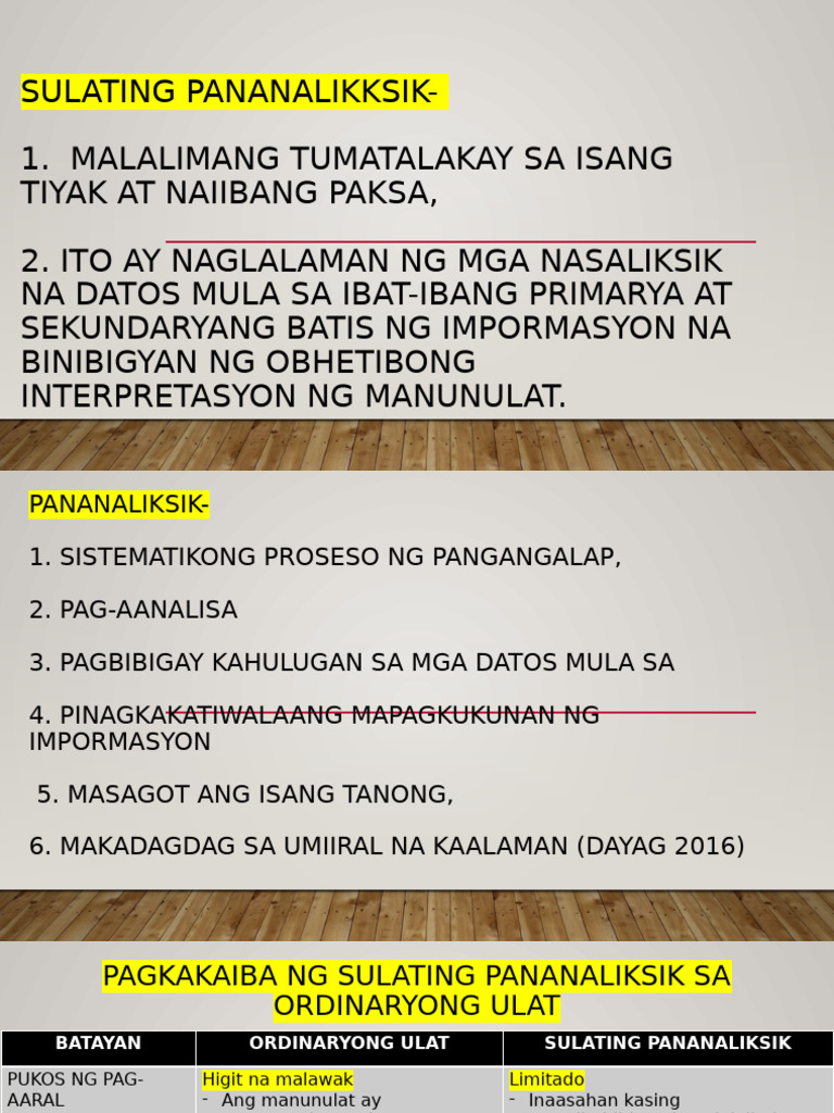 Pananaliksik Overview | PDF