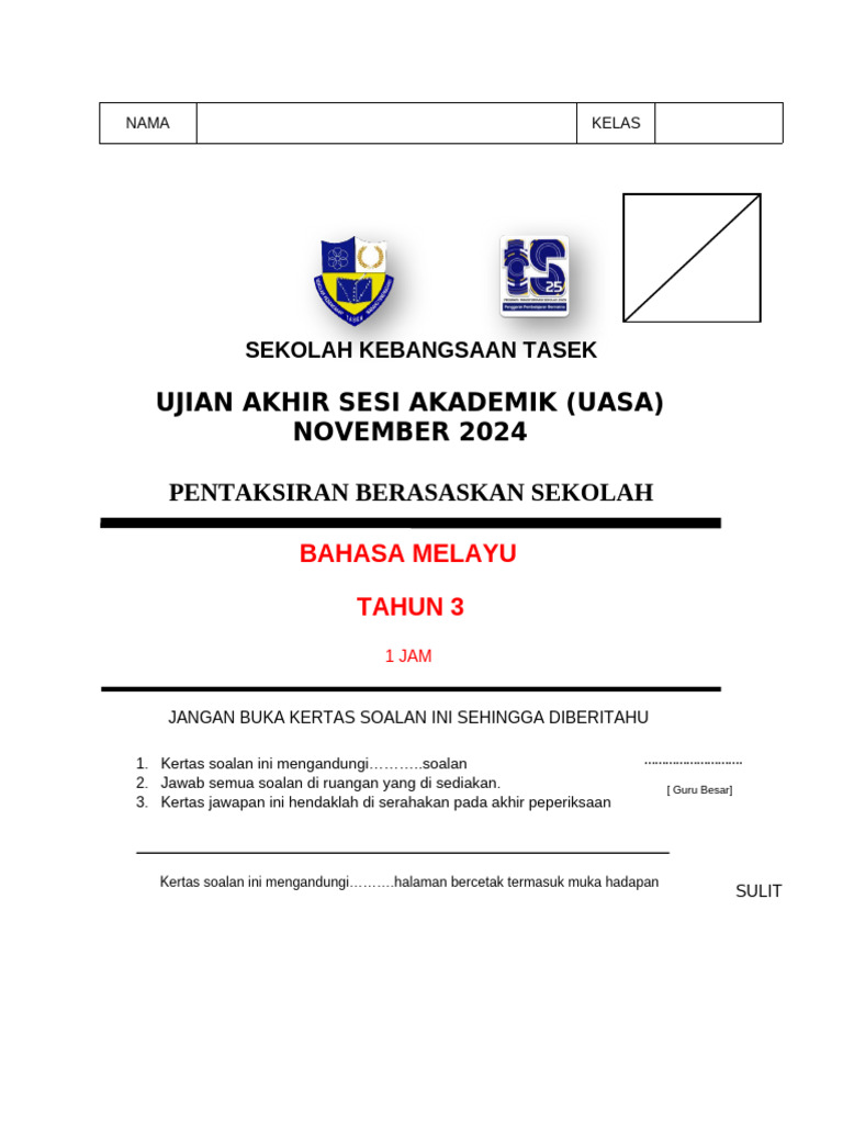 Format Muka Depan Uasa | PDF