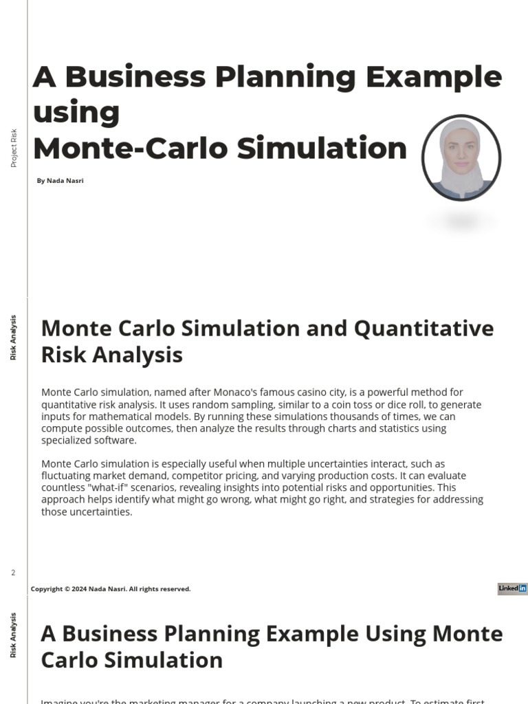 A Business Planning Example Using Monte Carlo | PDF | Monte Carlo ...