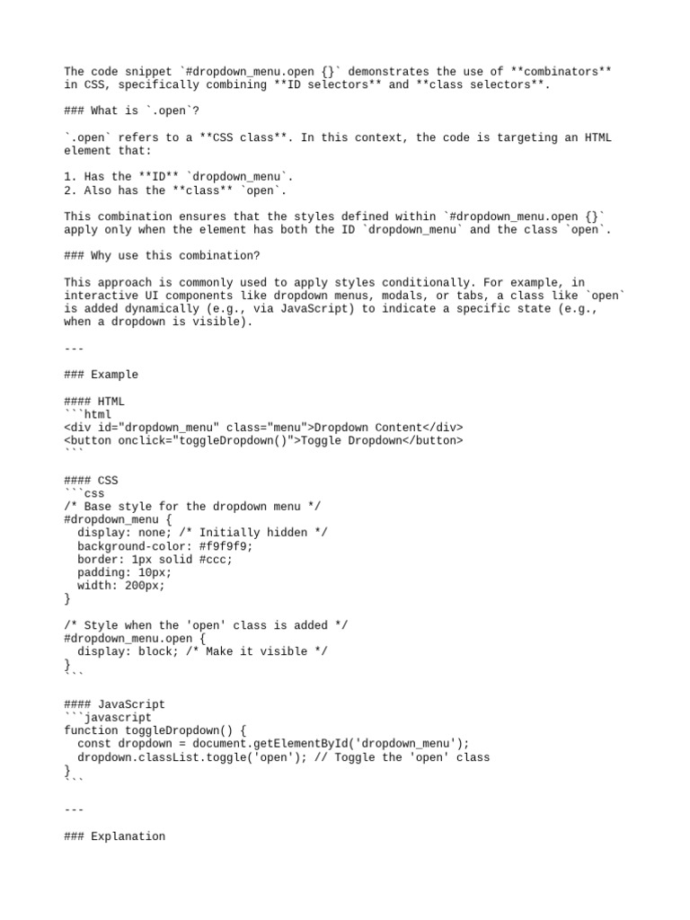 The Code Snippet '#Dropdown - Menu - Op | PDF
