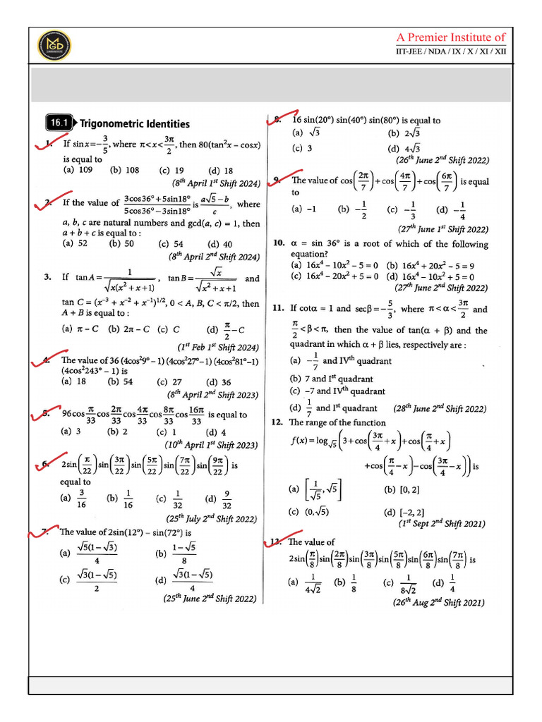 Trignometry Pdf