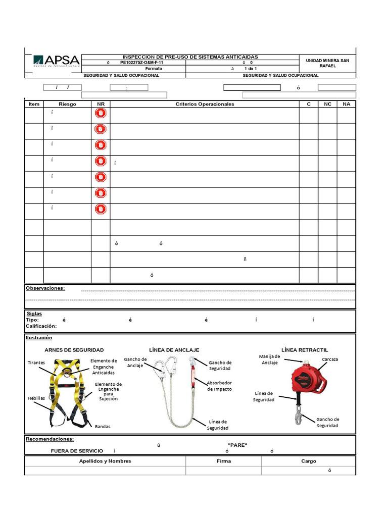 check list de arnes arnes linea | PDF