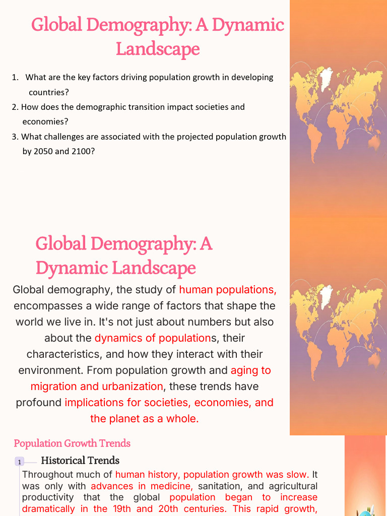 Global Demography A Dynamic Landscape | PDF | Population Growth ...