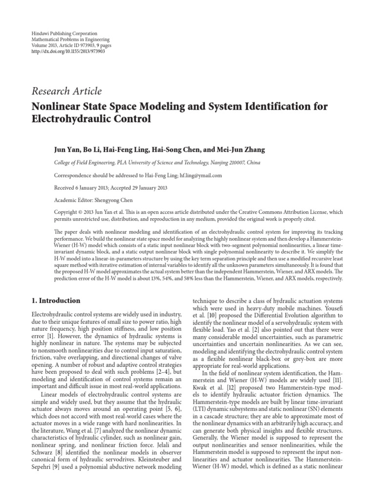 Yan, 2013. Nonlinear State Space Modeling and System Identification For ...