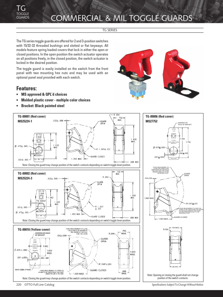 Commercial & Mil Toggle Guards: Features | PDF | Switch | Manufactured ...