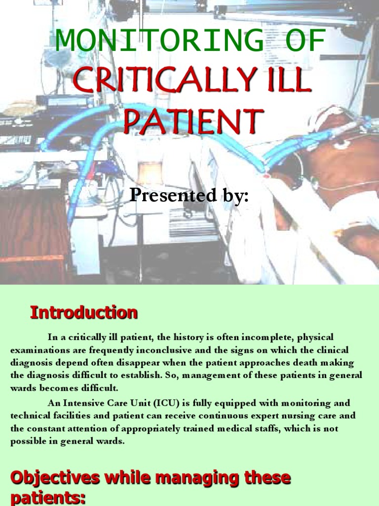 Monitoring of Critically Ill Patient | PDF | Monitoring (Medicine ...