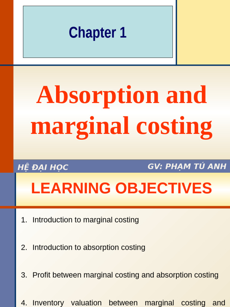 Chapter 1 - Absorption and Marginal Costing | PDF | Cost Of Goods Sold ...