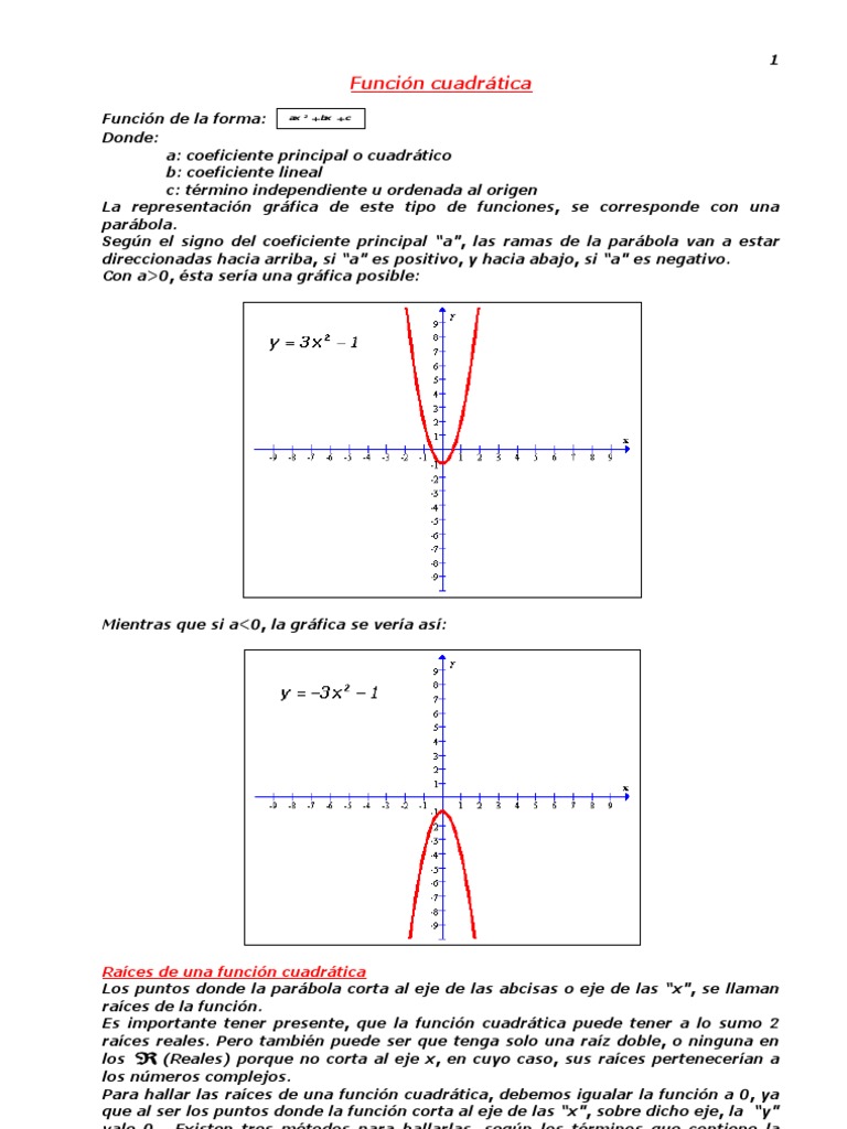 Función Cuadrática | PDF | Sistema de coordenadas Cartesianas ...