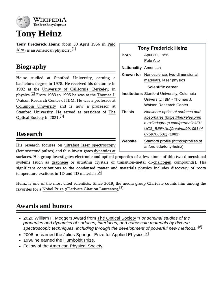 Tony_Heinz | PDF | Materials Science | Physical Sciences