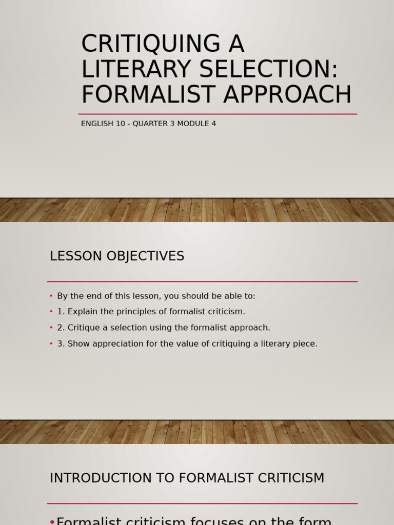 Formalist Criticism Presentation Pdf Plot Narrative Poetry