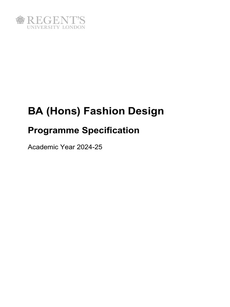 BA Fashion Design IMP Course Spec 24-25 | PDF | Educational Assessment | Innovation
