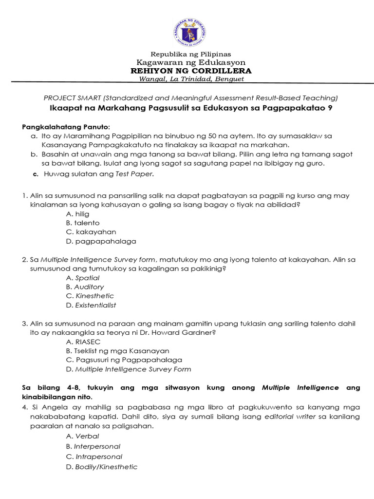 TQ - Q4 - ESP - 9 - DALAPNAS NORA - Docx - CORAZON ALOS | PDF