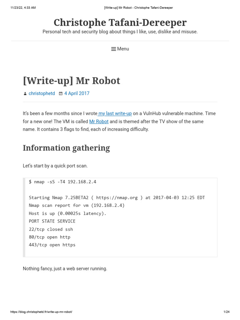 Mr Robot CTF Walkthrough | PDF | Proxy Server | Transport Layer Security