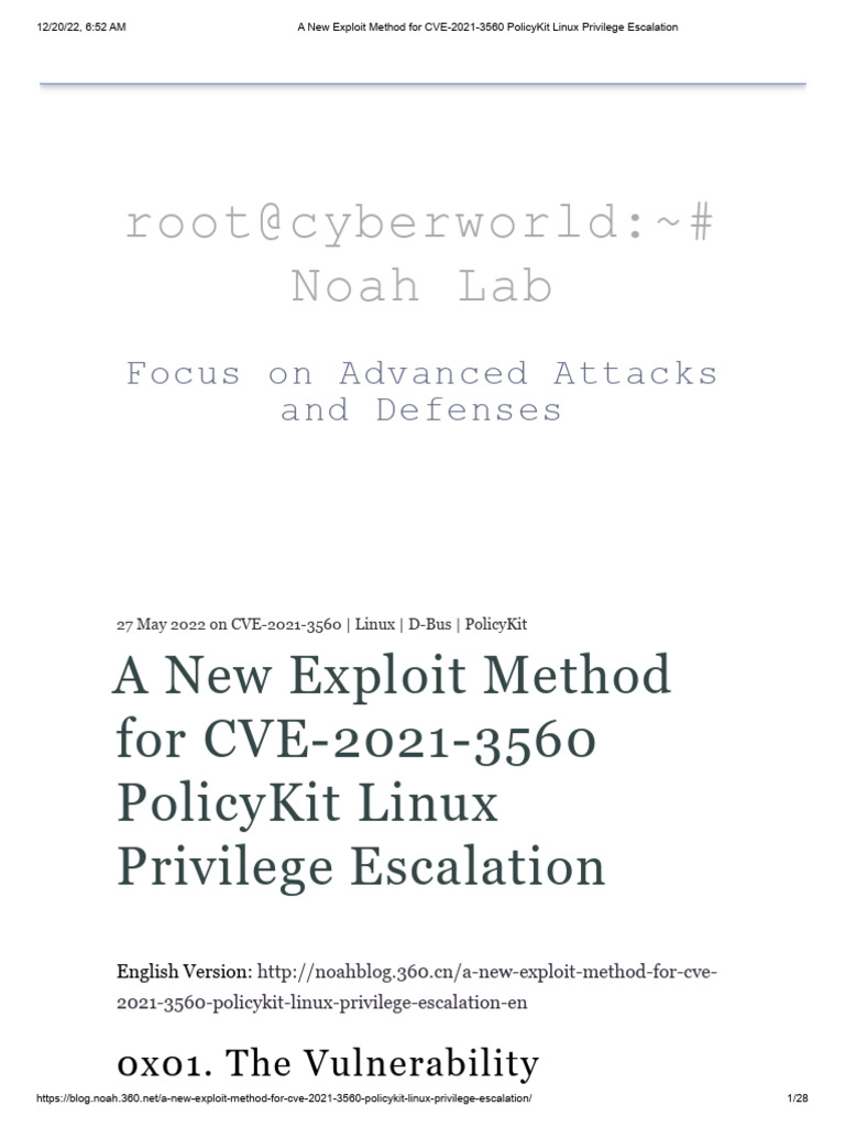A New Exploit Method For CVE-2021-3560 PolicyKit Linux Privilege ...