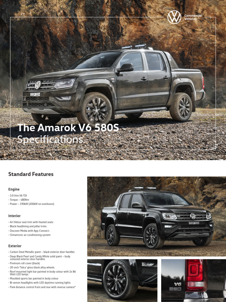 Amarok V6 580S Specs & Features | PDF | Fuel Economy In Automobiles | Headlamp
