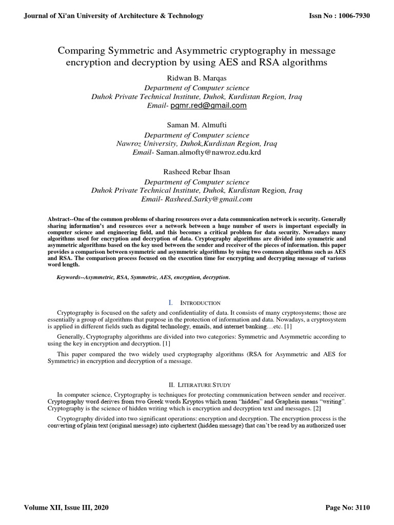 Comparing Symmetric and Asymmetric Crypt | PDF | Public Key Cryptography | Key (Cryptography)