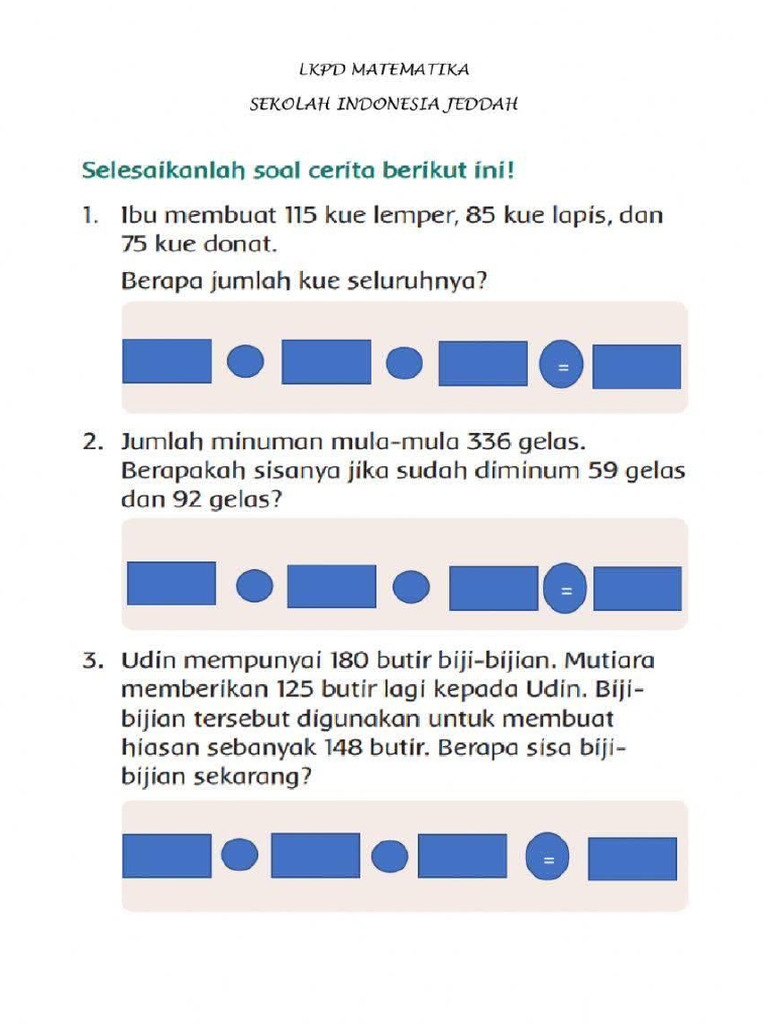 LKPD Soal Cerita Level 1 | PDF
