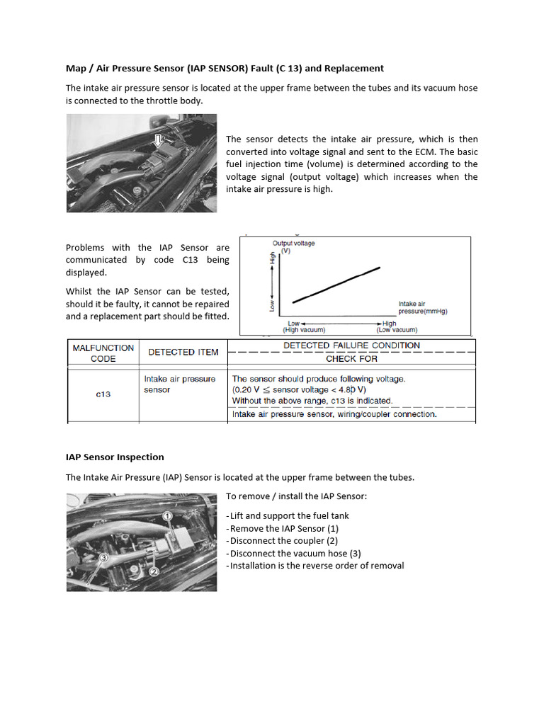 IAP Sensor Fault and Replacement Guide | PDF
