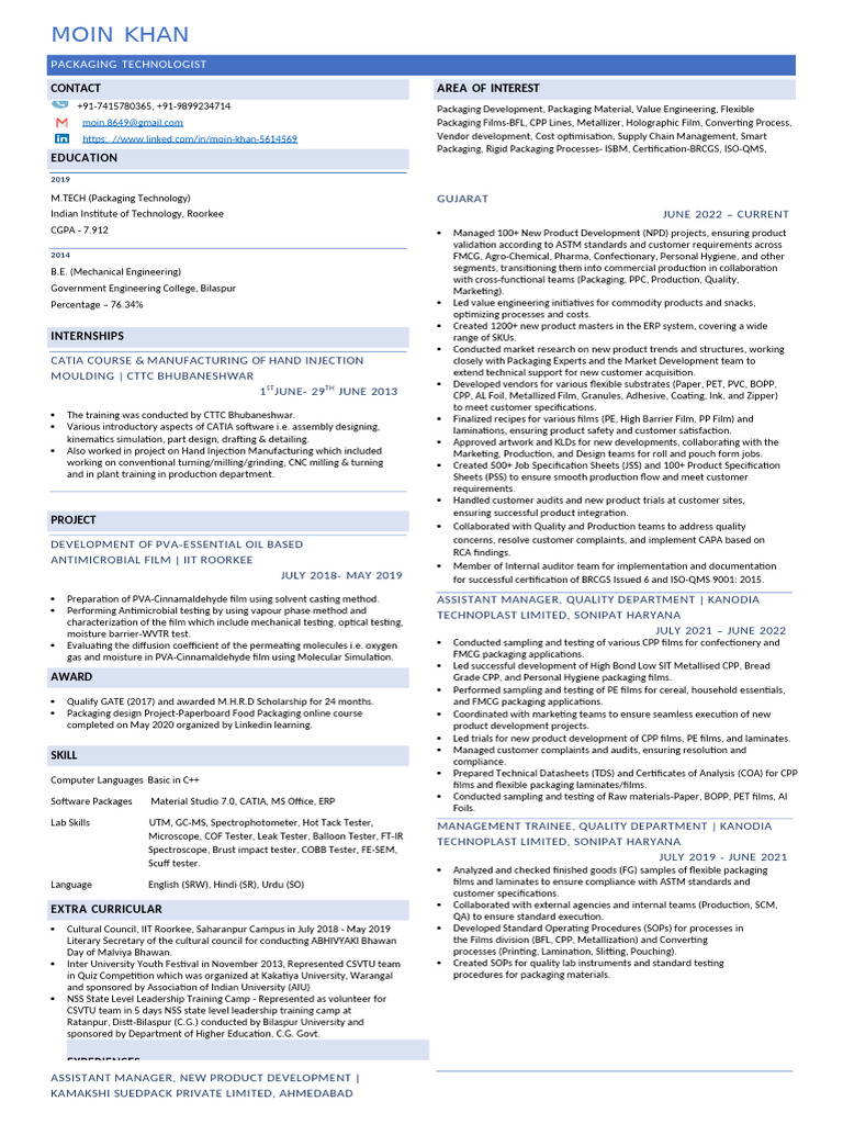 Moin Khan Resume | PDF