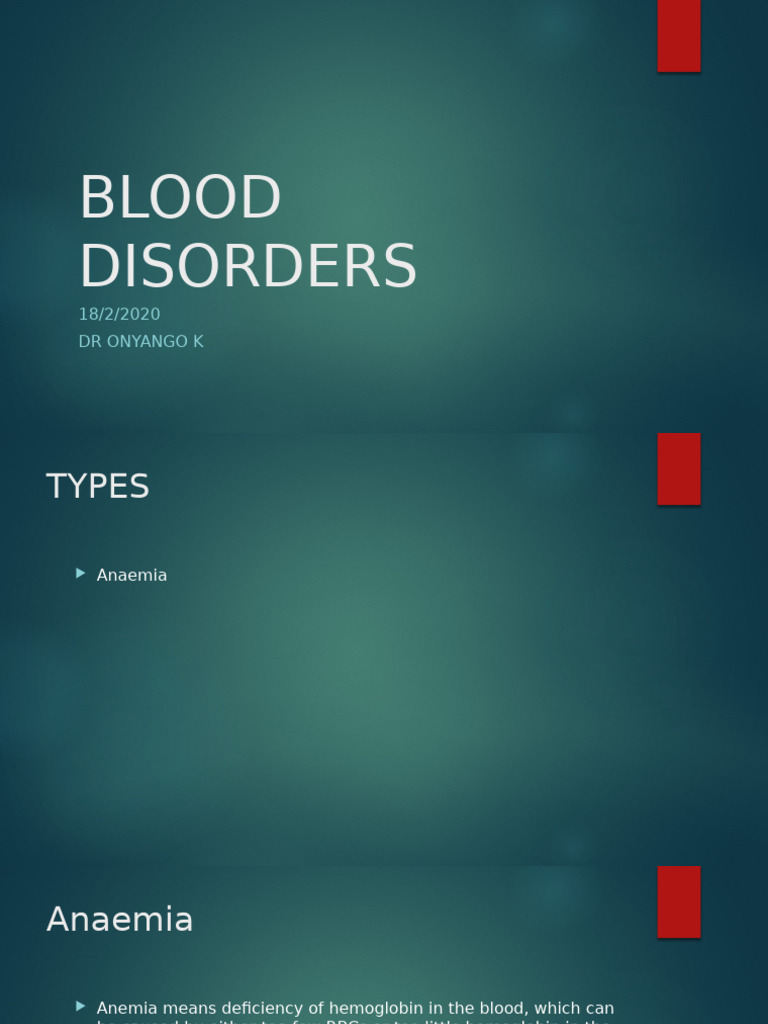 Types of Blood Disorders Explained | PDF | Anemia | Coagulation