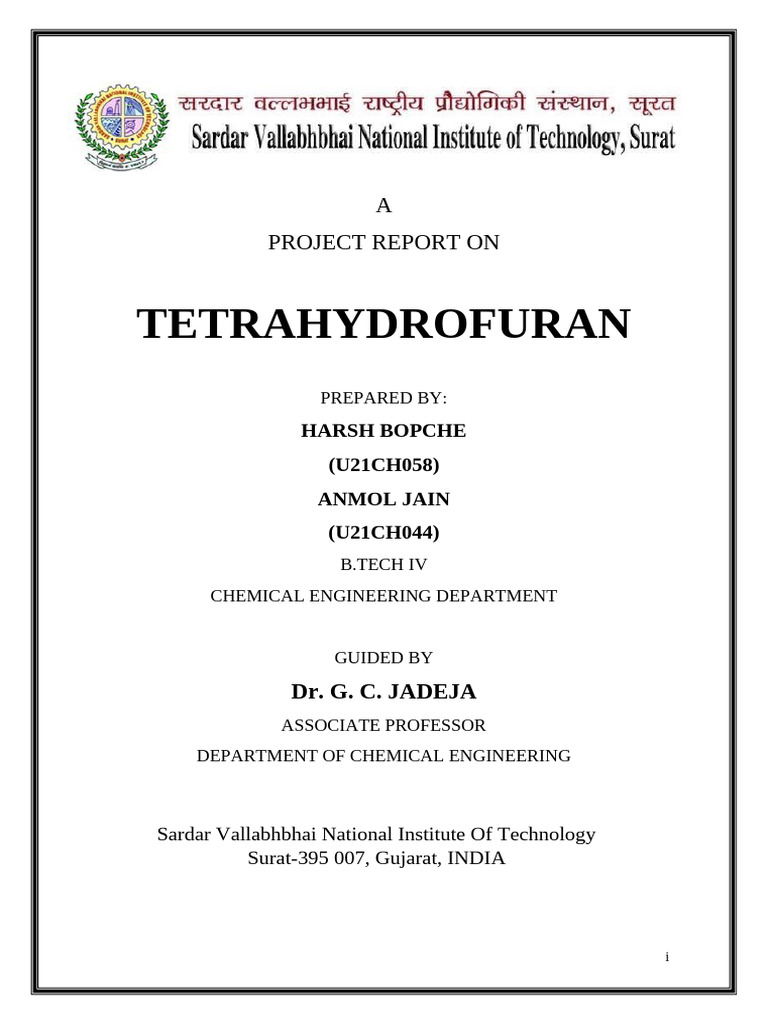 Tetrahydrofuran Production Analysis | PDF | Tetrahydrofuran | Distillation