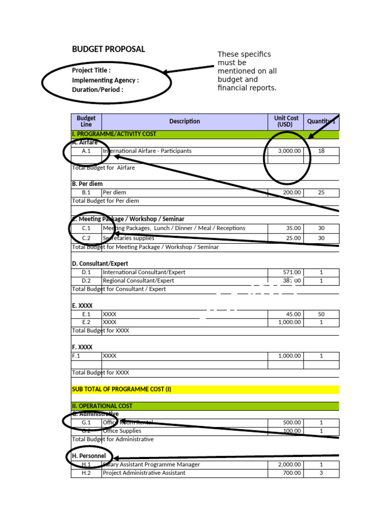 Annex 1 Project Proposal-Budget Format or Template | PDF | Per Diem