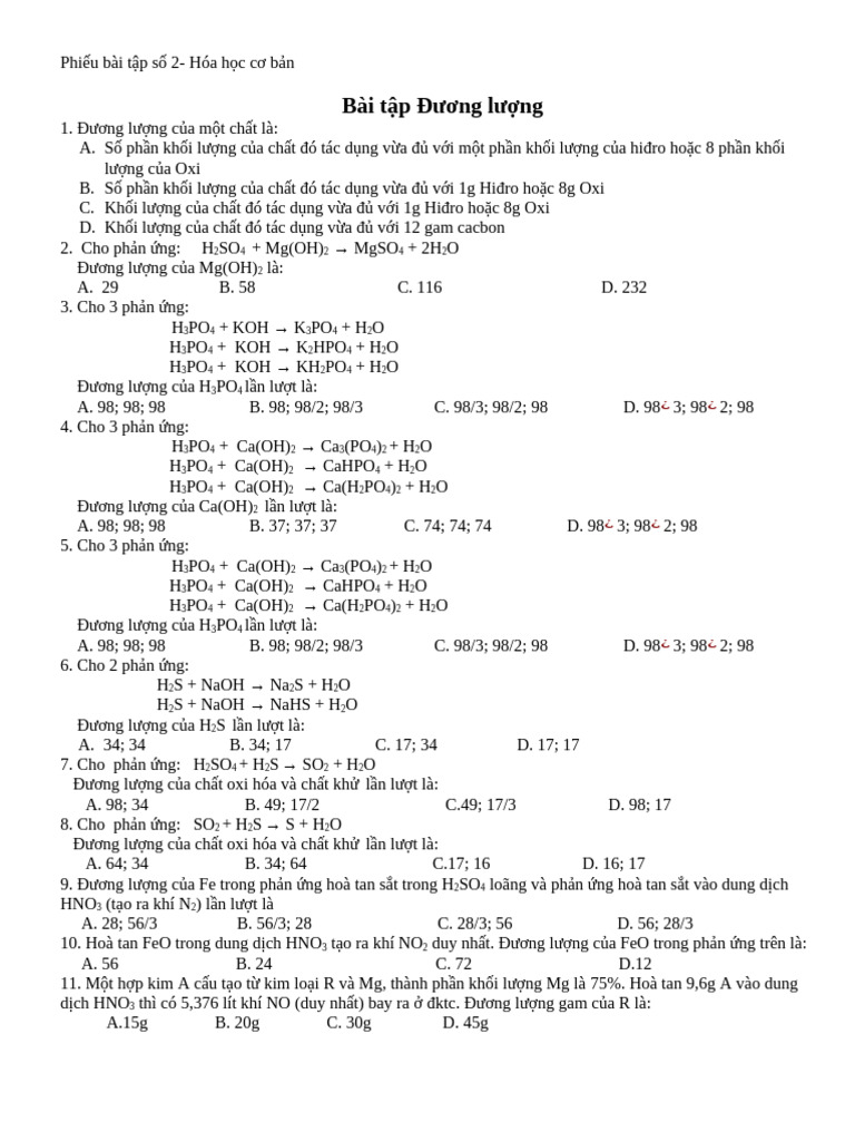 Bai Tap Phan Duong Luong | PDF