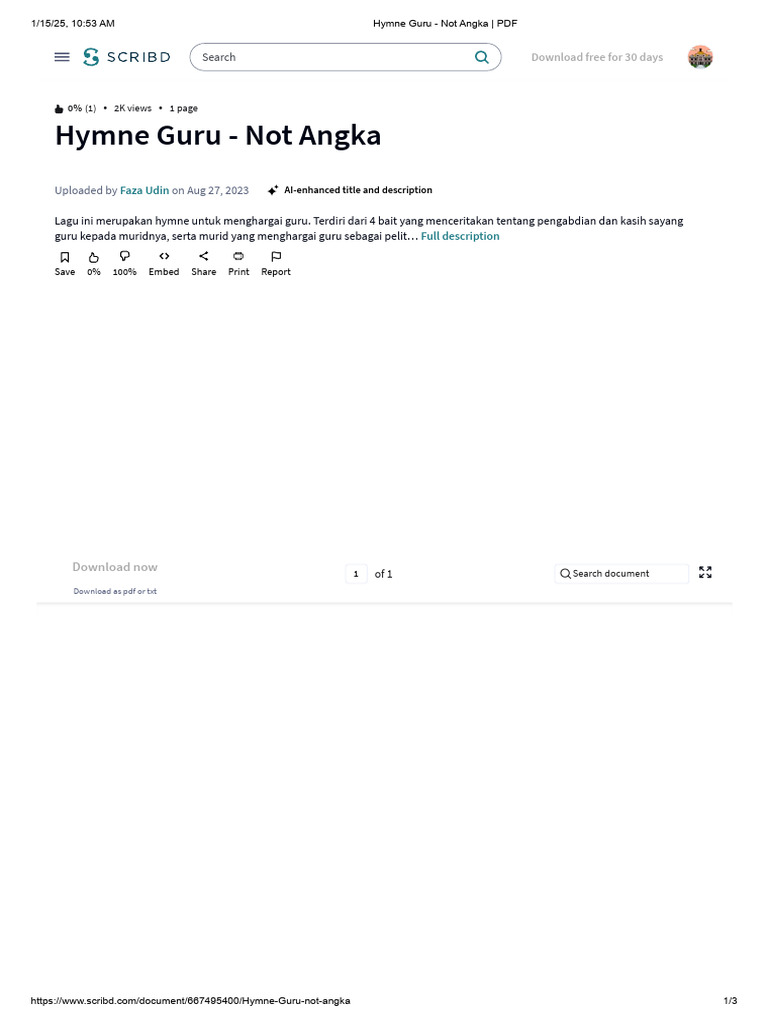 Hymne Guru - Not Angka _ PDF | PDF | Scribd | Computing