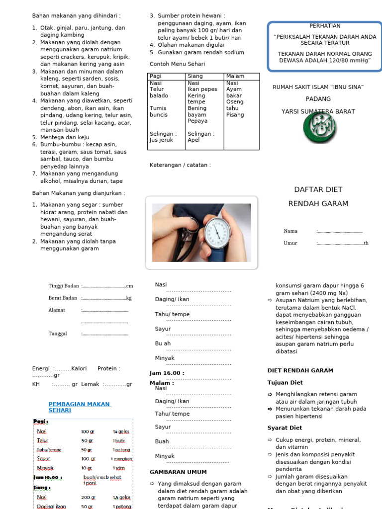 leaflet rendah garam ok porsi | PDF
