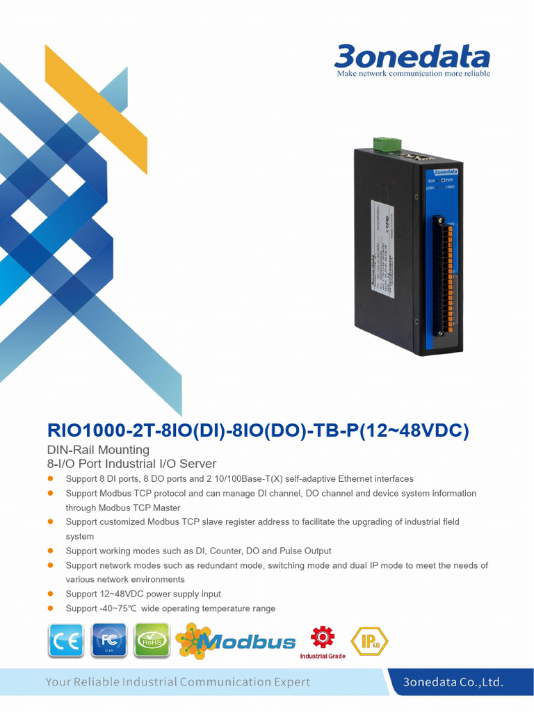 Industrial I/O Server for Automation | PDF | Port (Computer Networking ...