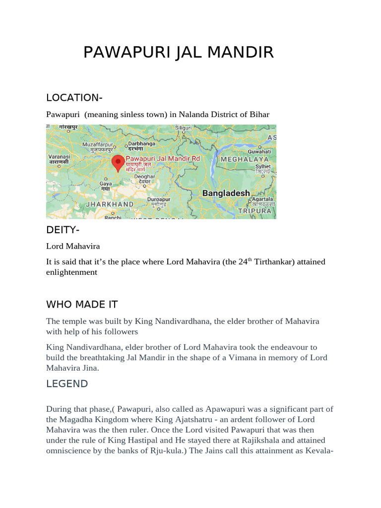 Pawapuri Jal Mandir | PDF | Indian Religions | Indian Philosophy