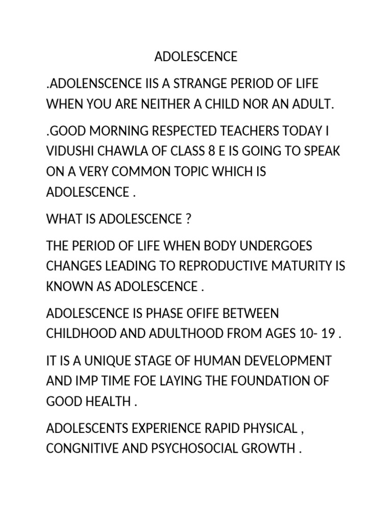 Understanding Adolescence: Key Changes and Growth | PDF