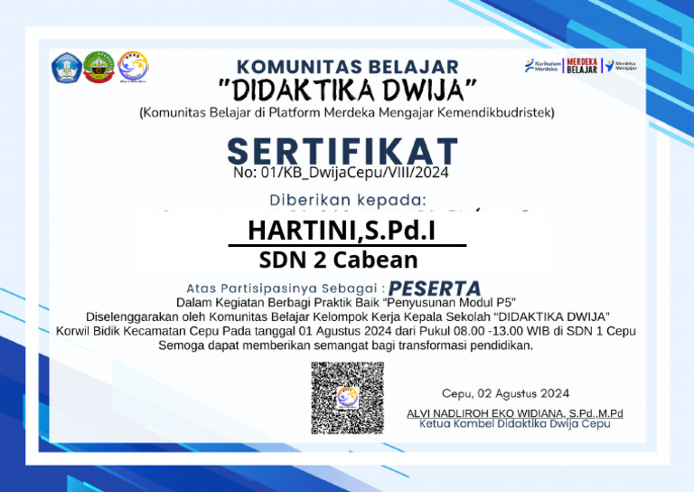 SERTIFIKAT P5 KUMER | PDF
